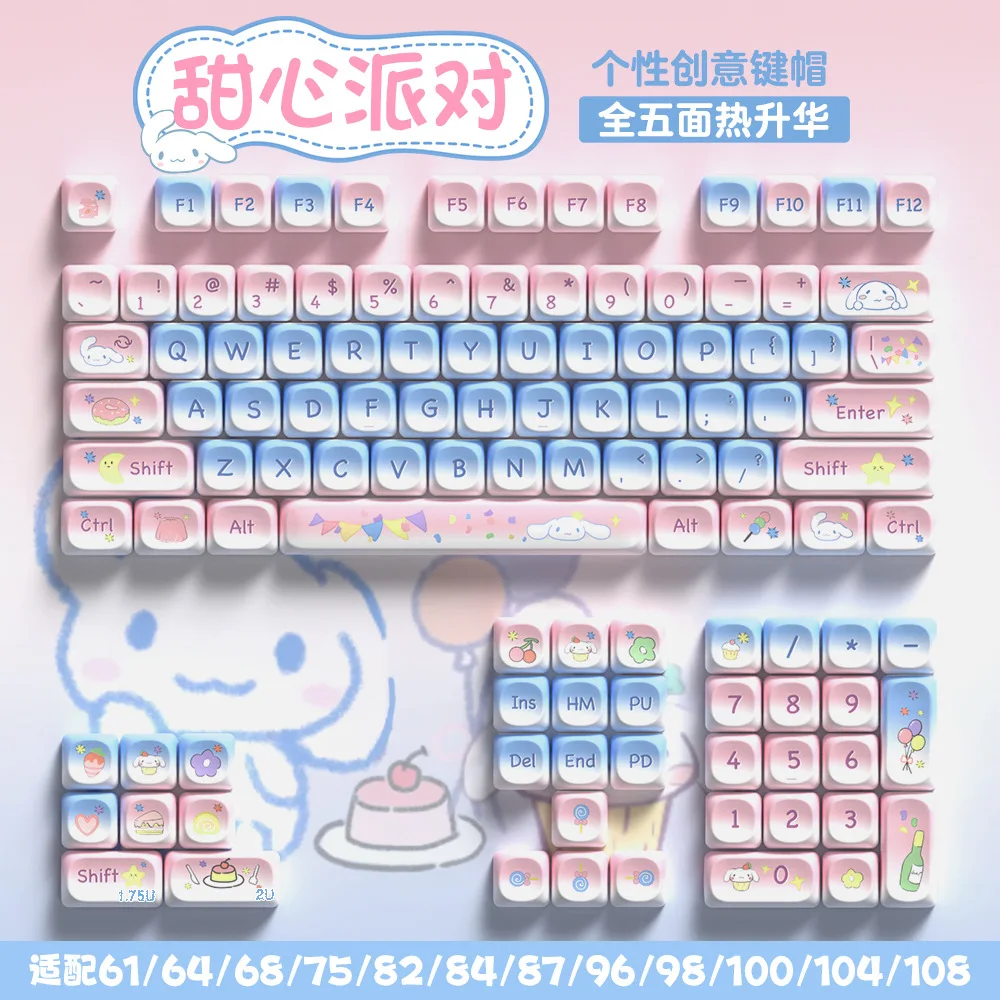 Sanrio Kawaii Cinnamoroll Keycaps Cartoon Style PBT Mechanical Keyboard ...