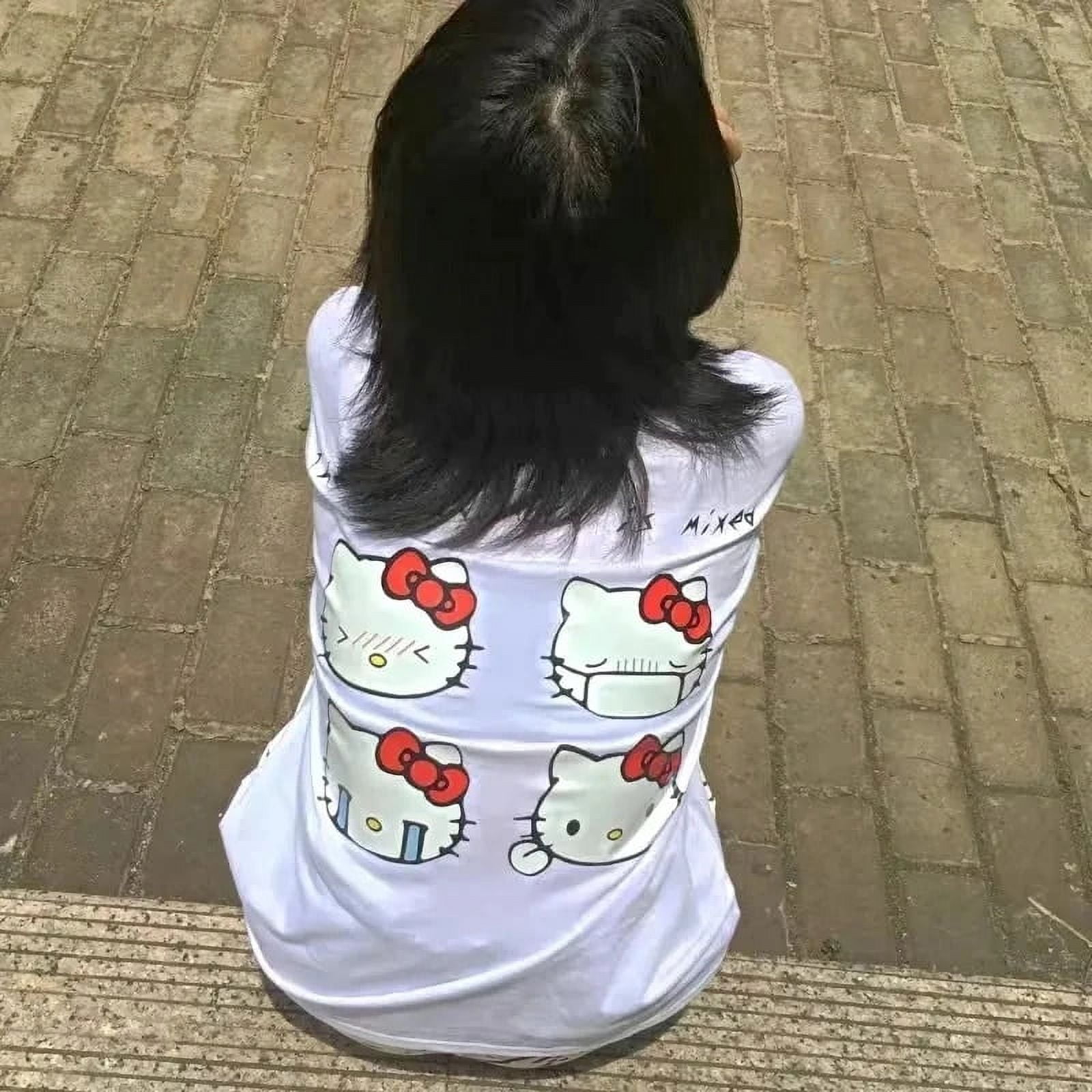 Sanrio Kawaii Clothes Hello Kitty Y2k T-shirt Loose Women Summer Anime ...