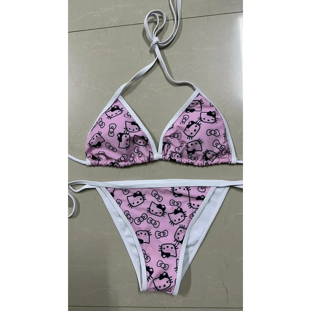 Sanrio Kawaii Hello Kitty Bikinis Set Cute Cartoon Y2k Anime Summer