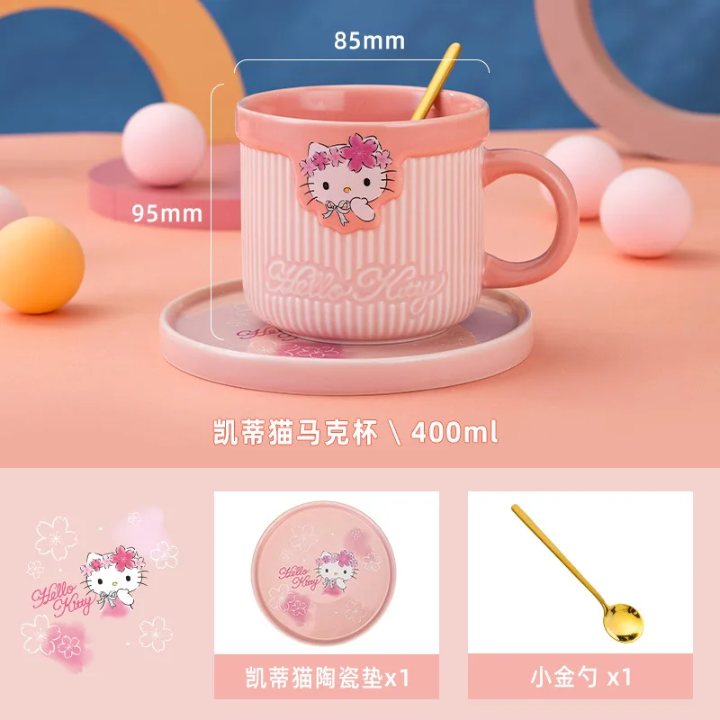 Sanrio Kawaii Hello Kitty Ceramic Coffee Cups Cinnamoroll Anime Cartoon ...