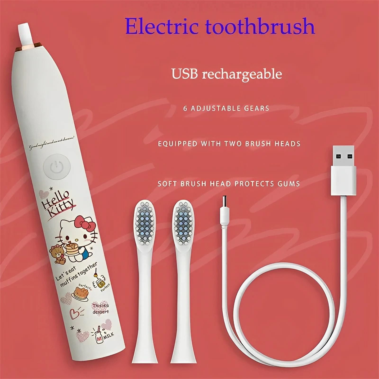 Sanrio Kawaii Hello Kitty Electric Toothbrush Cartoon Automatic ...