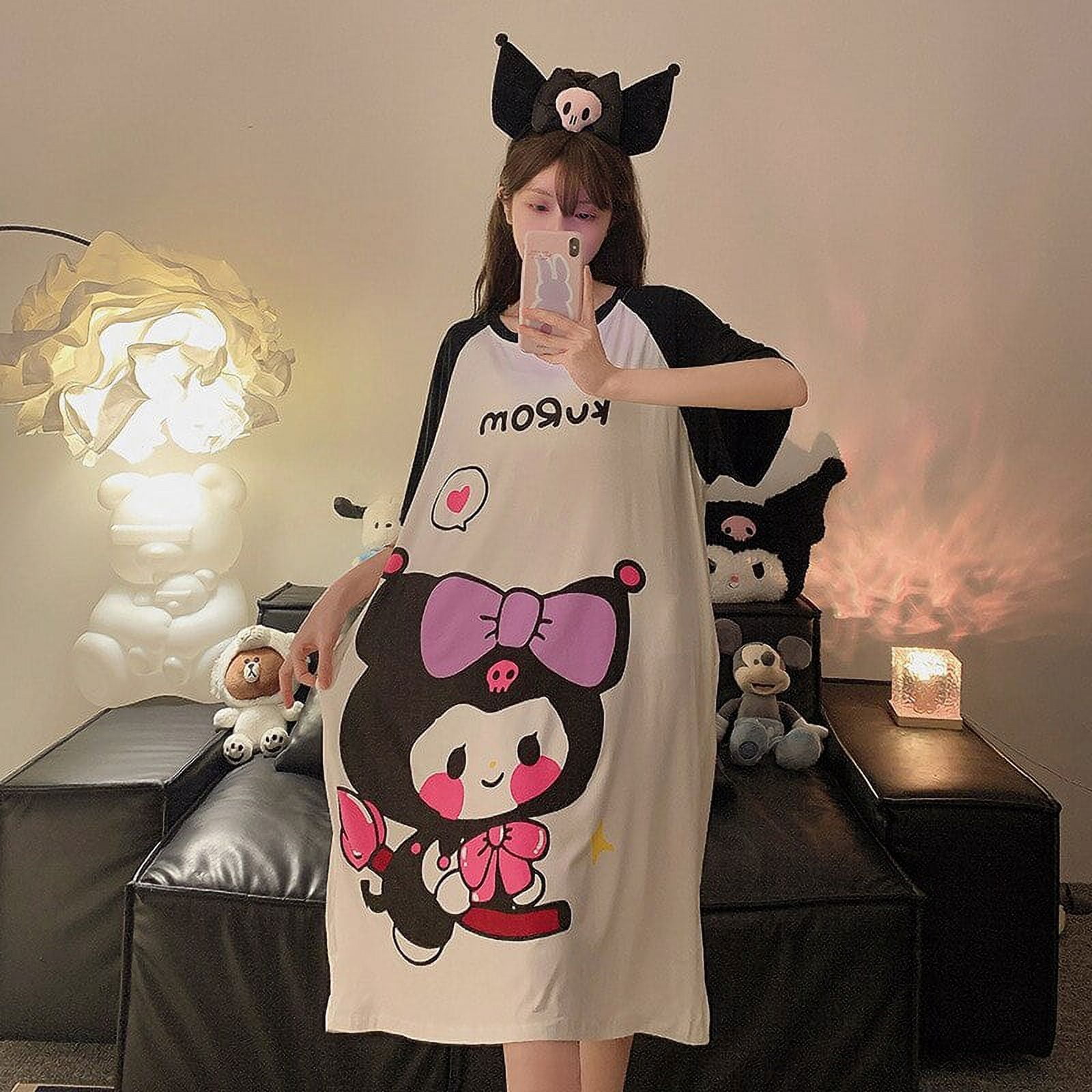 Sanrio Kawaii Hello Kitty Kuromi My Melody Light Nightdress for Home ...