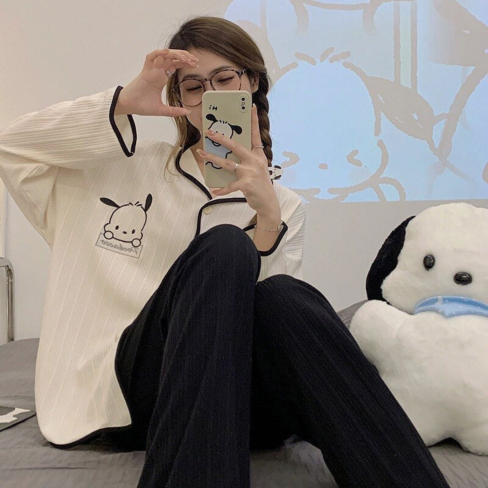 Sanrio Kawaii Hello Kitty Kuromi Pajamas Women Autumn Long Sleeved ...