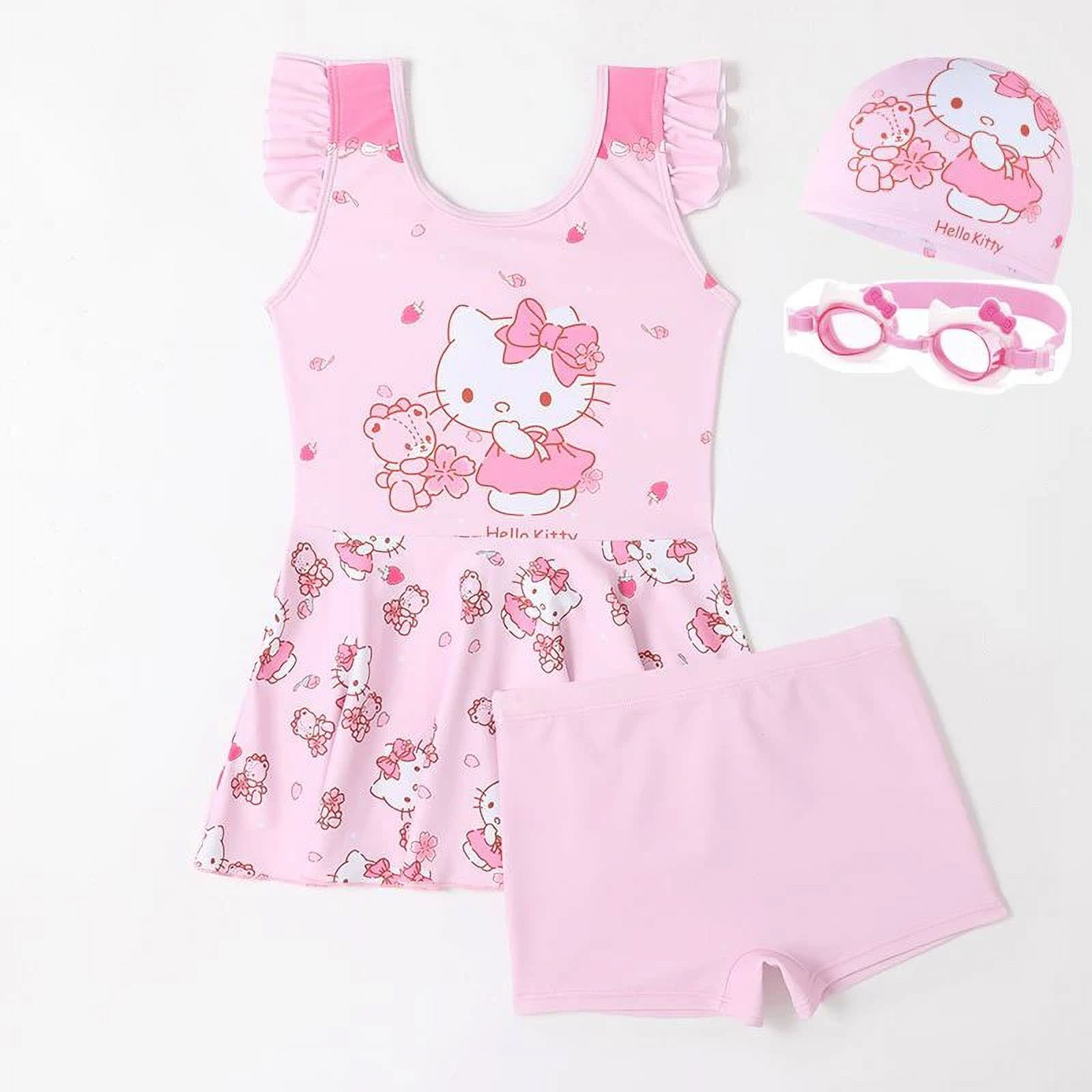 Sanrio Kawaii Hello Kitty Swimsuit My Melody Cartoon Cute Children Quick Drying Two Piece ...