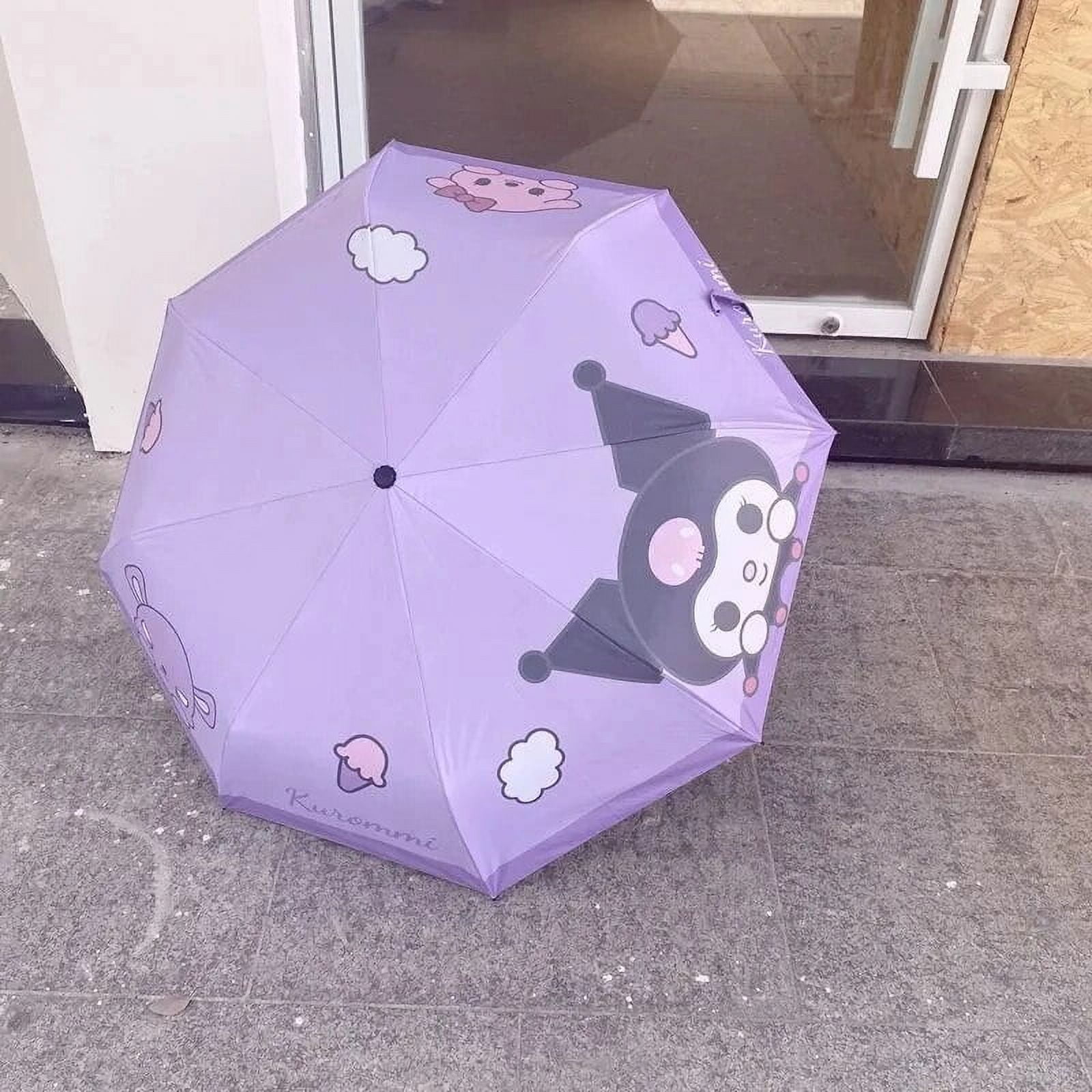 Sanrio Kawaii Hello Kitty Umbrella Anime Kuromi Summer Three-fold ...