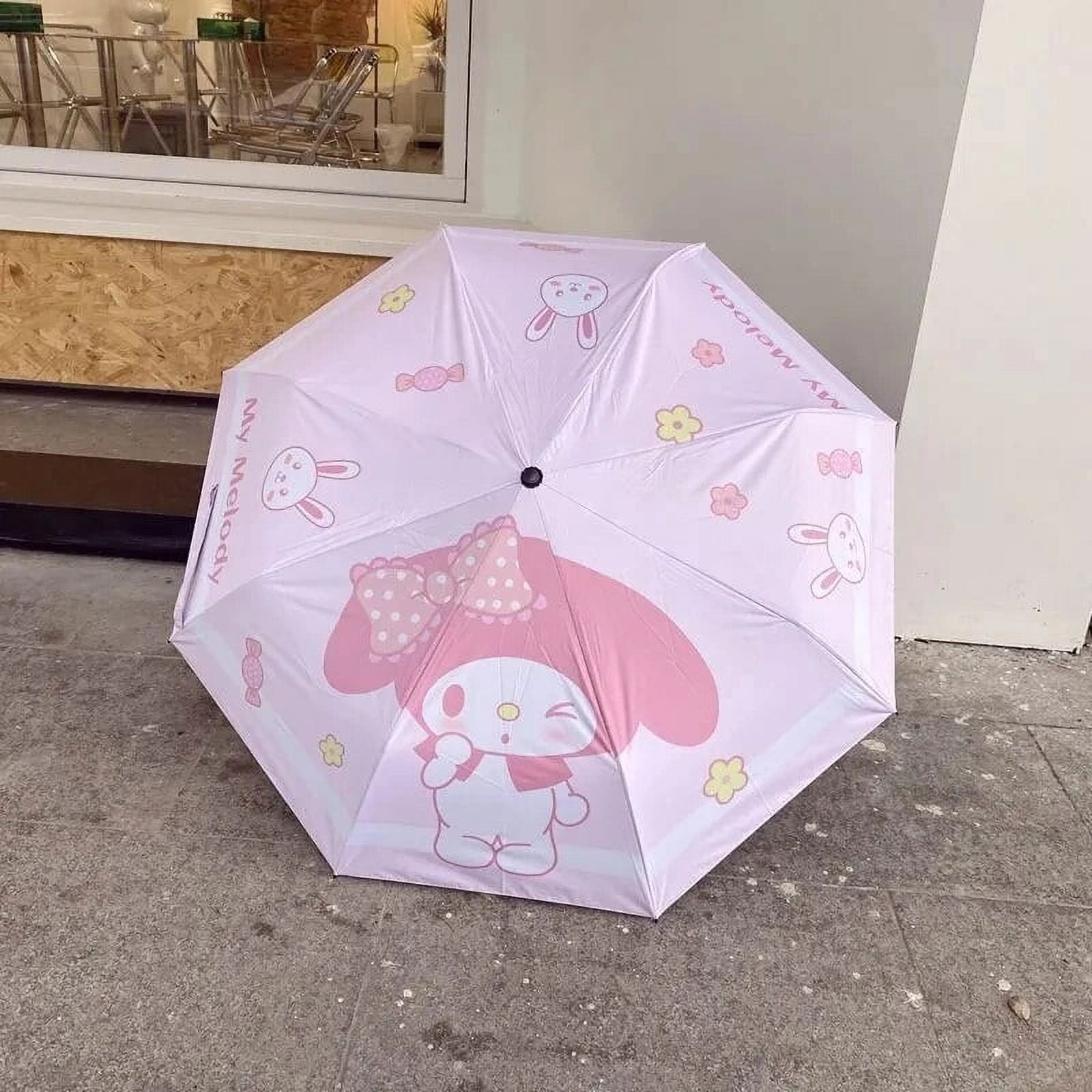 Sanrio Kawaii Hello Kitty Umbrella Anime Kuromi Summer Three-fold ...