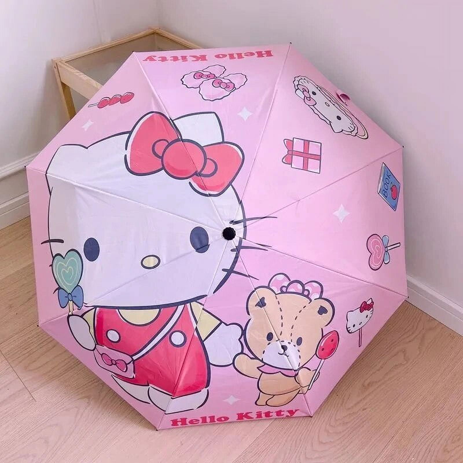 Sanrio Kawaii Hello Kitty Umbrella Anime Kuromi Summer Three-fold ...