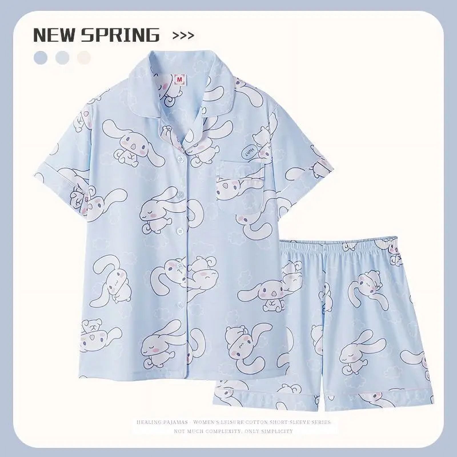 Sanrio Kawaii Kuromi Cinnamoroll Pajamas Summer Cartoon My Melody Hello ...