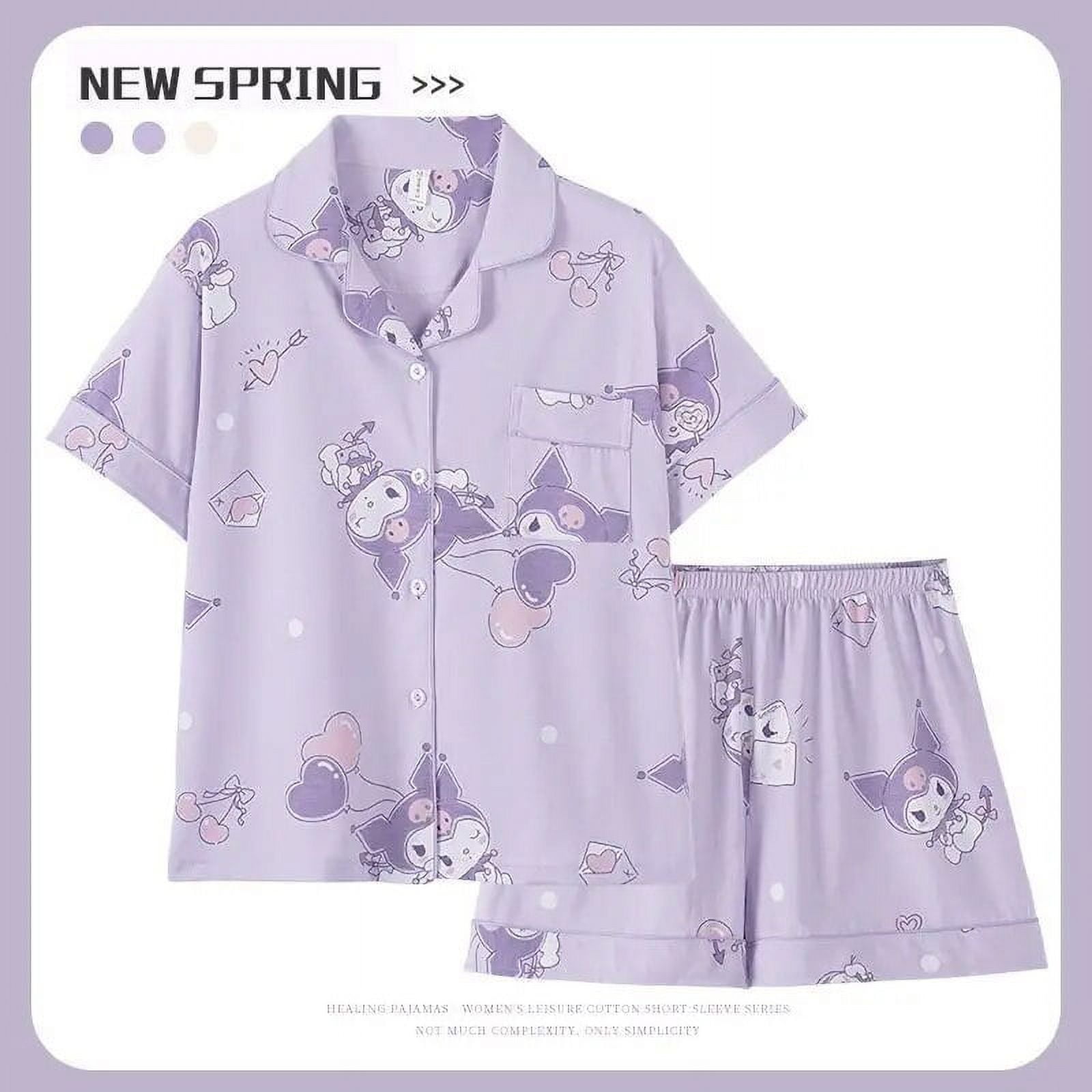 Sanrio Kawaii Kuromi Cinnamoroll Pajamas Summer Cartoon My Melody Hello ...