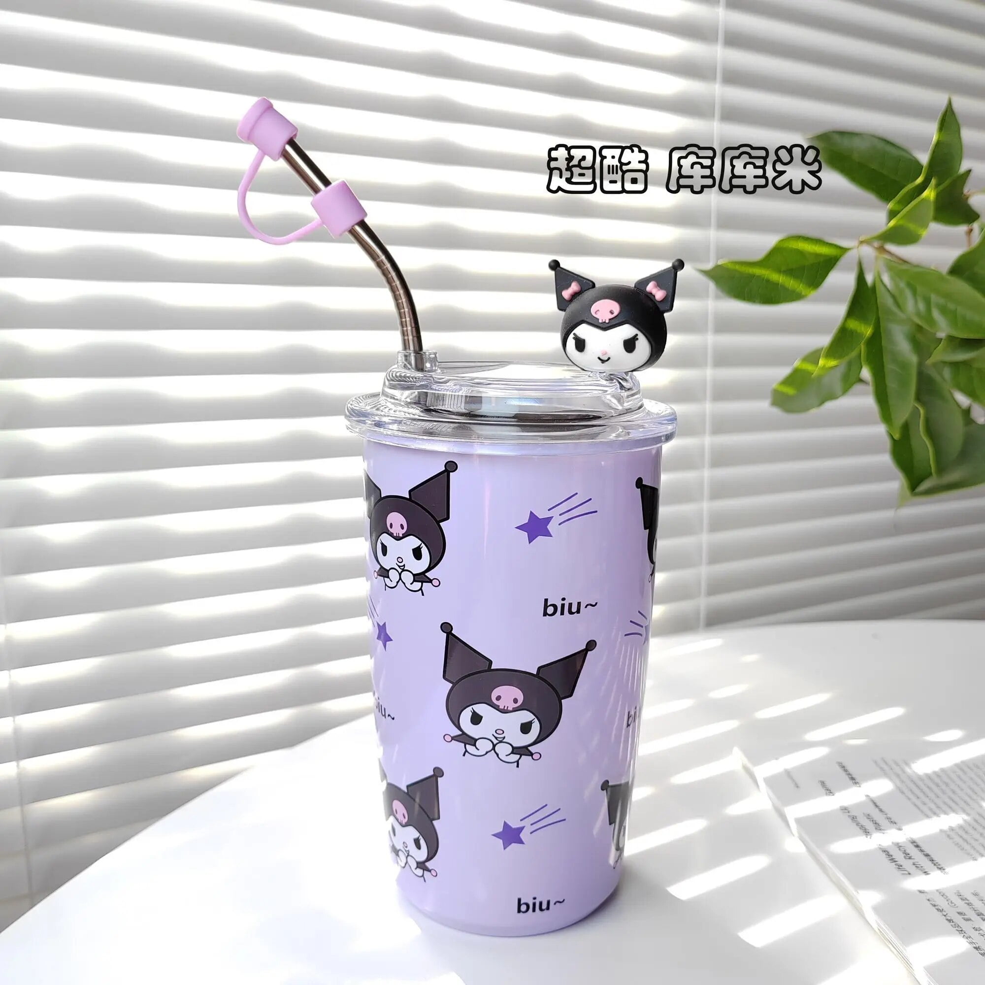 Sanrio Kawaii Kuromi Hello Kitty Insulation Cup 304 Stainless Steel Coffee Cup with Straw Cute ...