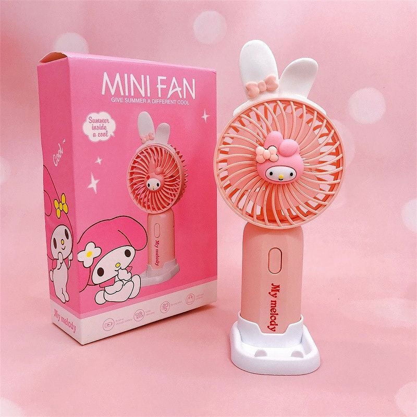 Sanrio Kawaii Kuromi My Melody Cinnamoroll Handheld Small Fan Usb ...