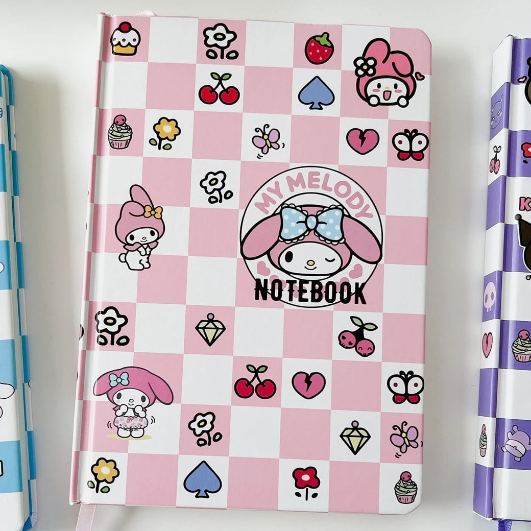Sanrio Kawaii Notepad MyMelody Kuromi Cinnamoroll Anime Cartoon Hard ...