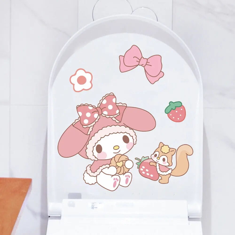 Sanrio Kawaii Pachacco My Melody DIY Toilet Sticker Toilet Waterproof ...