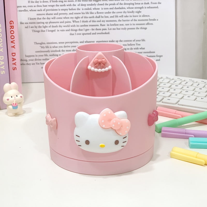 Sanrio Kawaii Pen Barrel Hello Kittys Cinnamoroll Kuromi Pen Bucket Stationery Pochacco Rotating ...