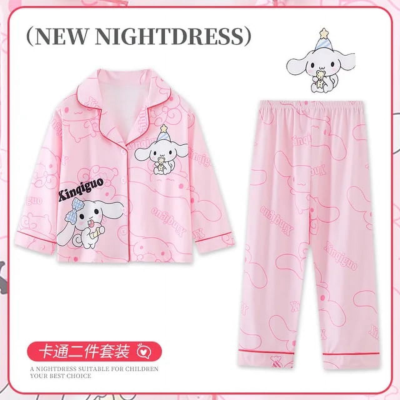 Sanrio Kawaii Pompompurin Pajamas Girls Cinnamoroll My Melody Long ...