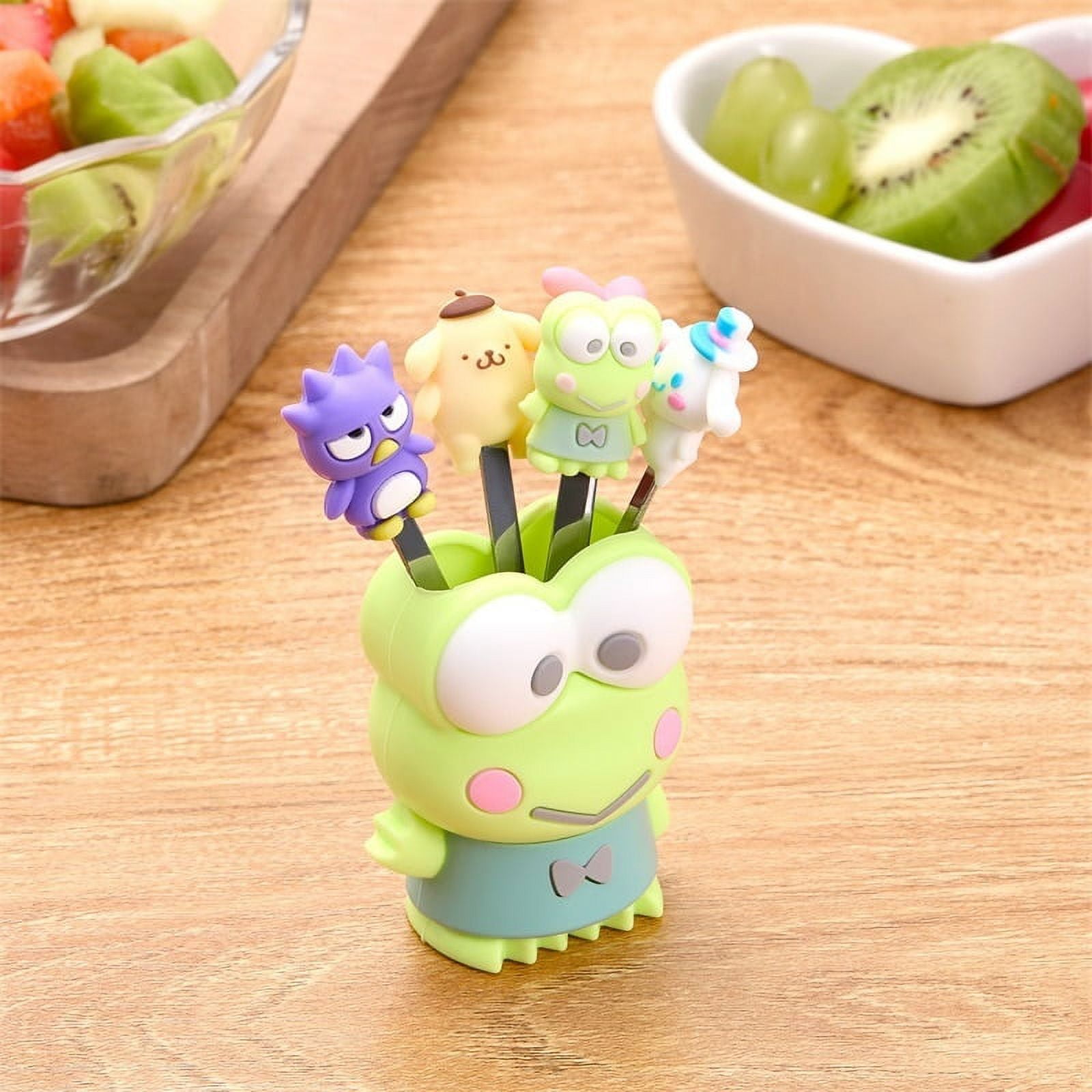 Sanrio Keroppi Stainless Steel Fruit Fork Cute Silicone Cartoon Fruit ...