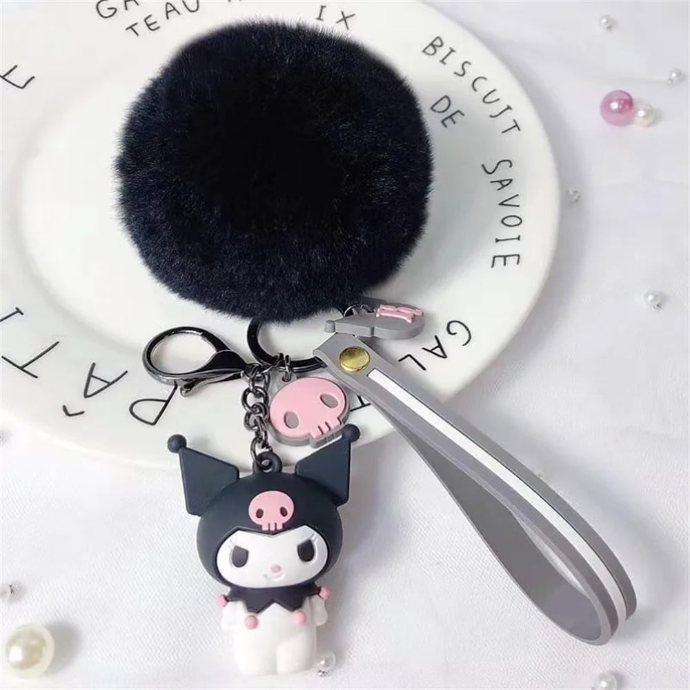 Sanrio Keychain Cartoon Hello Kitty Cinnamoroll Fur Ball Doll Keyring ...
