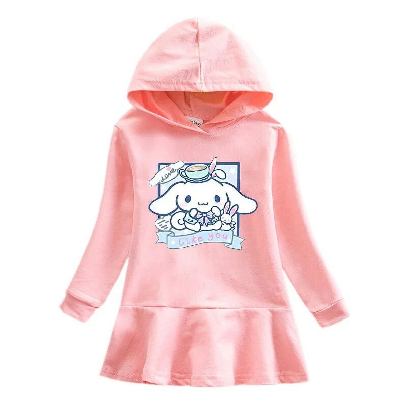 Sanrio Kids Cotton Cinnamoroll Hooded Pleated Skirt Cartoon Long Sleeve ...
