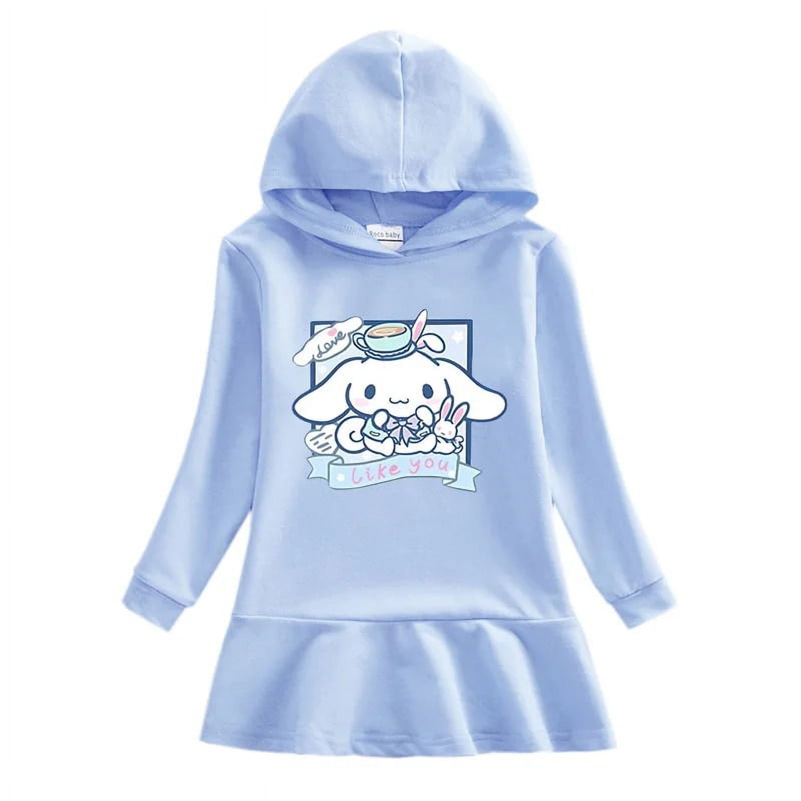 Sanrio Kids Cotton Cinnamoroll Hooded Pleated Skirt Cartoon Long Sleeve ...