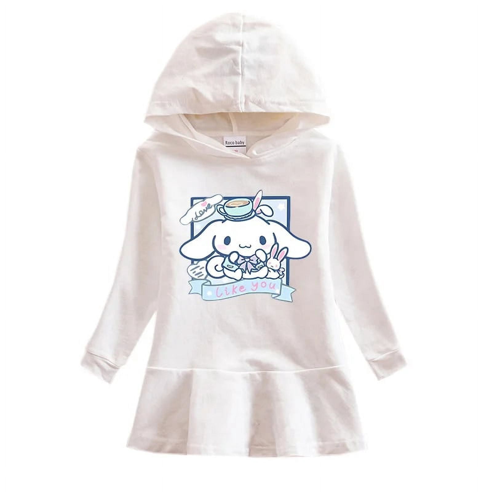 Sanrio Kids Cotton Cinnamoroll Hooded Pleated Skirt Cartoon Long Sleeve ...
