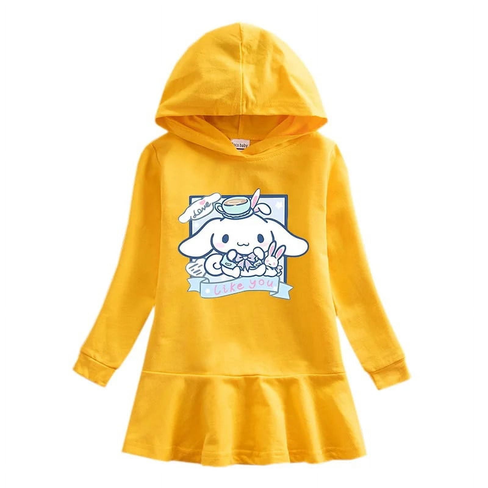 Sanrio Kids Cotton Cinnamoroll Hooded Pleated Skirt Cartoon Long Sleeve ...