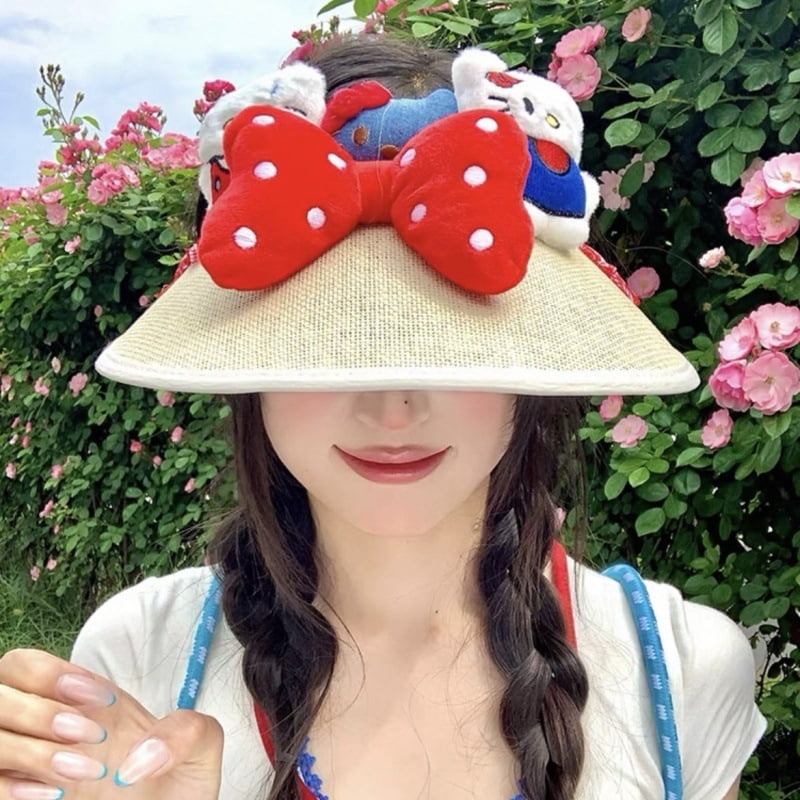 Sanrio Kitty Baseball Cap Wide Brim Sun Hat Cute Sun Visor Cap Adult ...