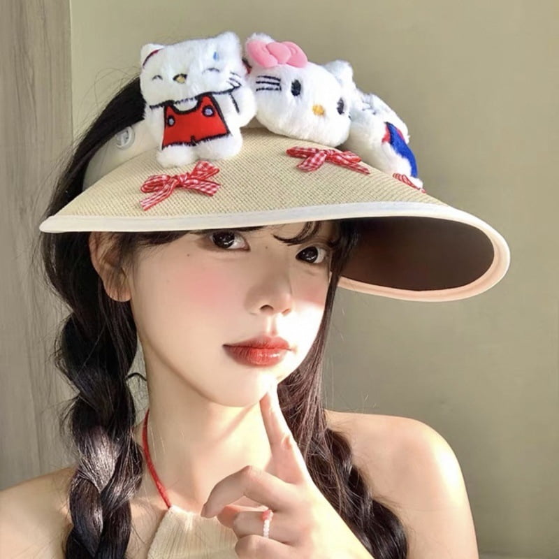 Sanrio Kitty Baseball Cap Wide Brim Sun Hat Cute Sun Visor Cap Adult ...