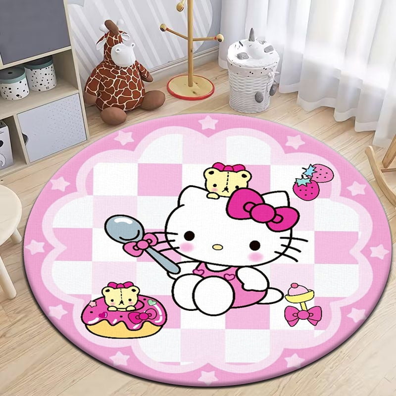 Sanrio Kitty Large Area Circular Carpet Cartoon Kitty Lounge Chair ...