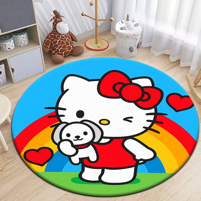 Sanrio Kitty Large Area Circular Carpet Cartoon Kitty Lounge Chair ...