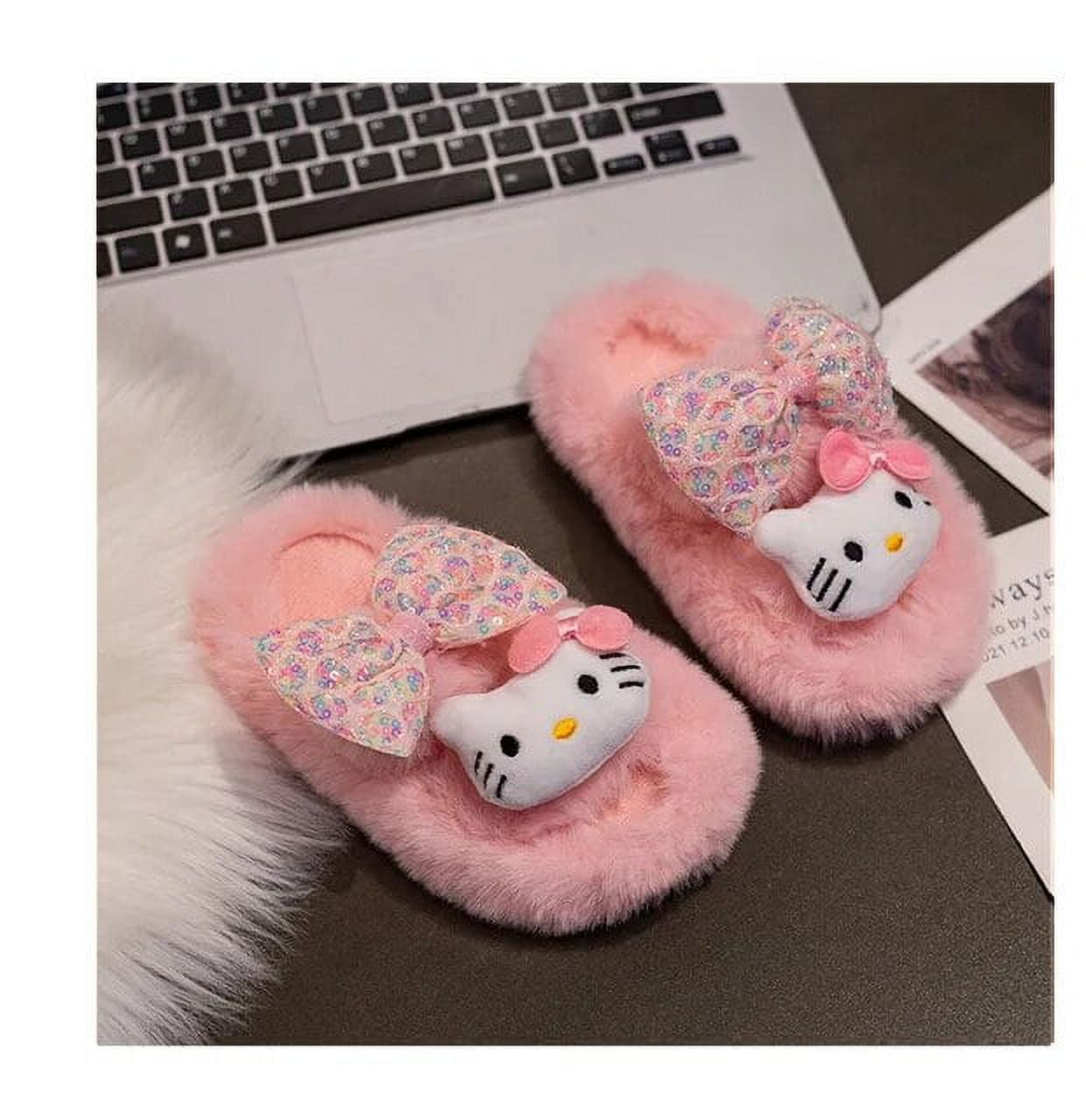 Sanrio Kittys Cinnamoroll Kuromi Kids Furry Slippers for Girls To Wear ...