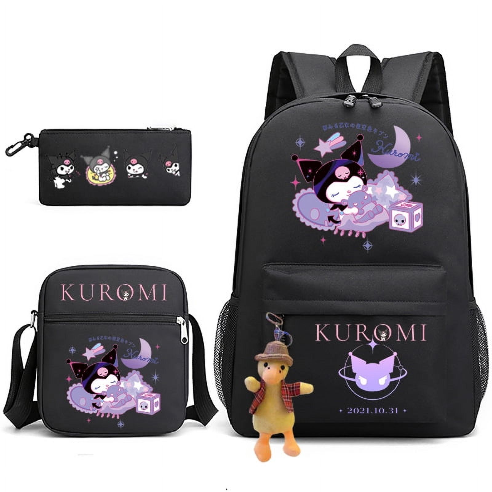 Sanrio-Kuromi Anime Backpacks Sets, Cartoon Laptop Backpack with Lunch ...