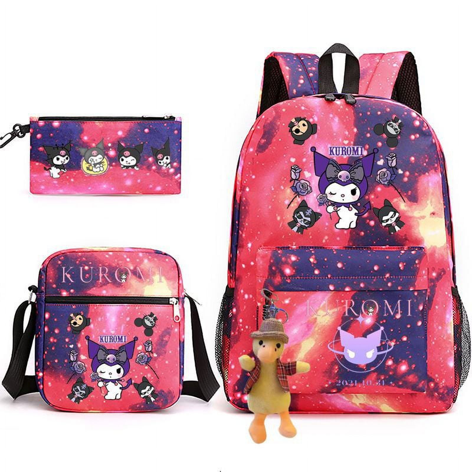 Sanrio-Kuromi Anime Backpacks Sets, Cartoon Laptop Backpack with Lunch ...
