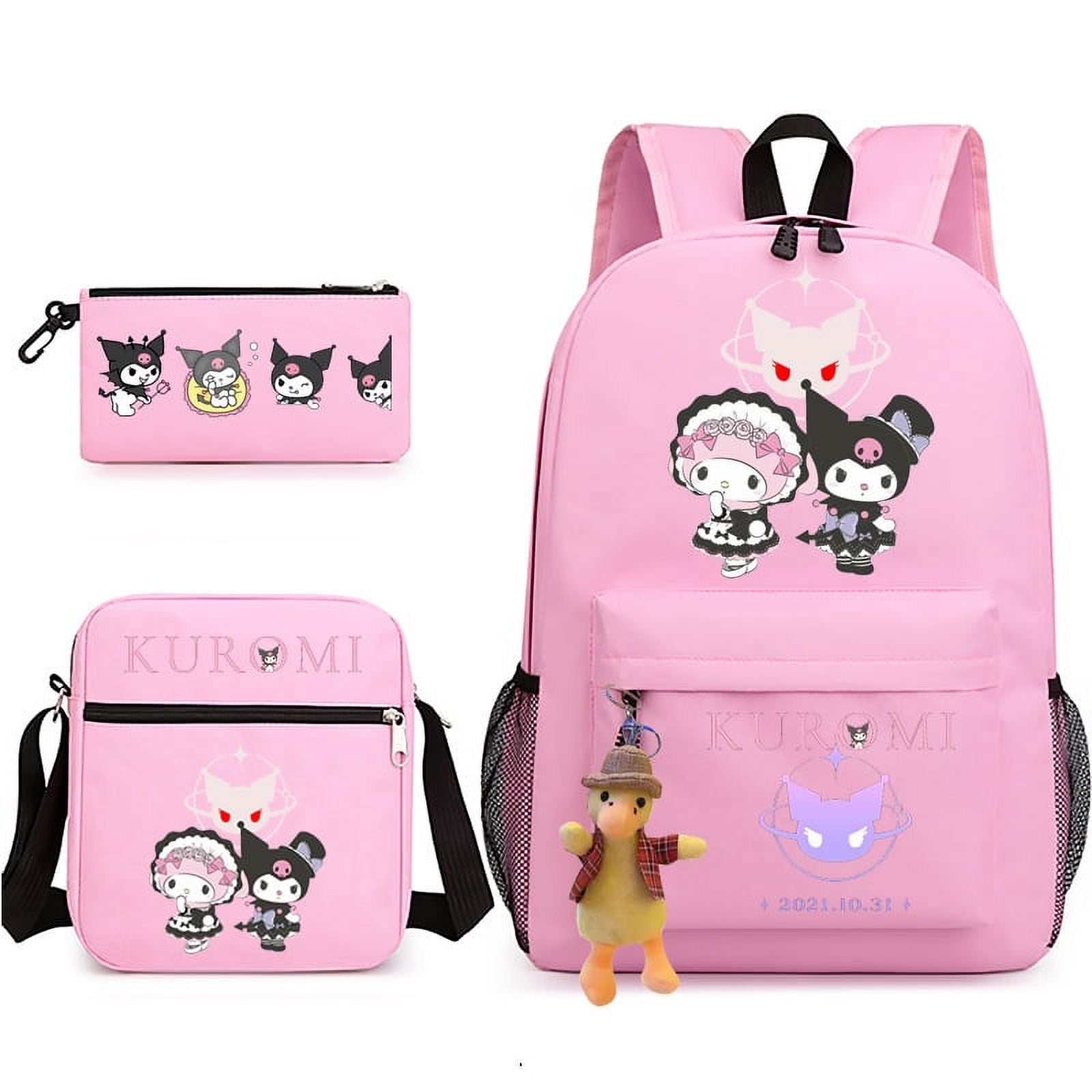 Sanrio-Kuromi Anime Backpacks Sets, Cartoon Laptop Backpack with Lunch ...