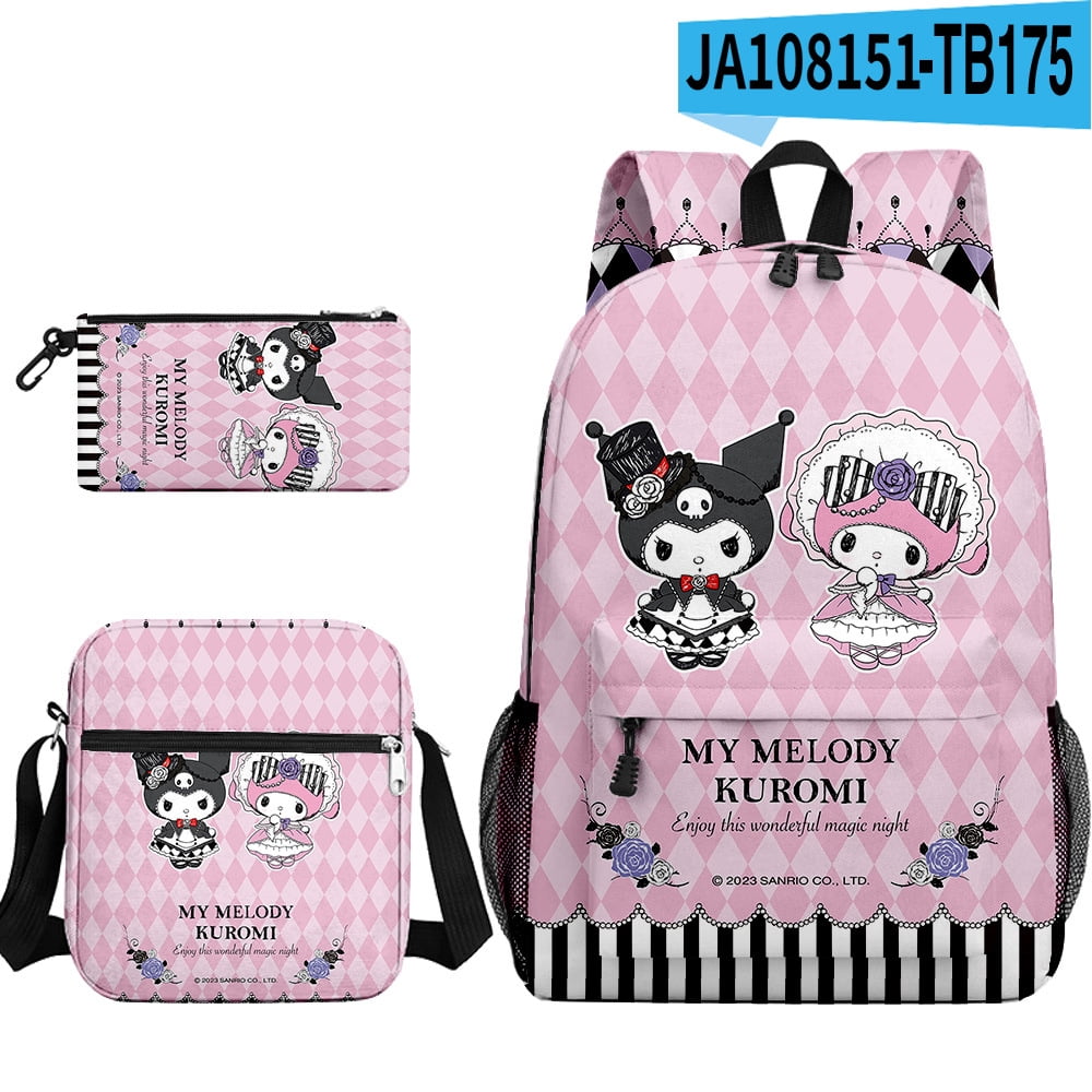 Sanrio-Kuromi Anime Backpacks Sets, Cartoon Laptop Backpack with Lunch ...
