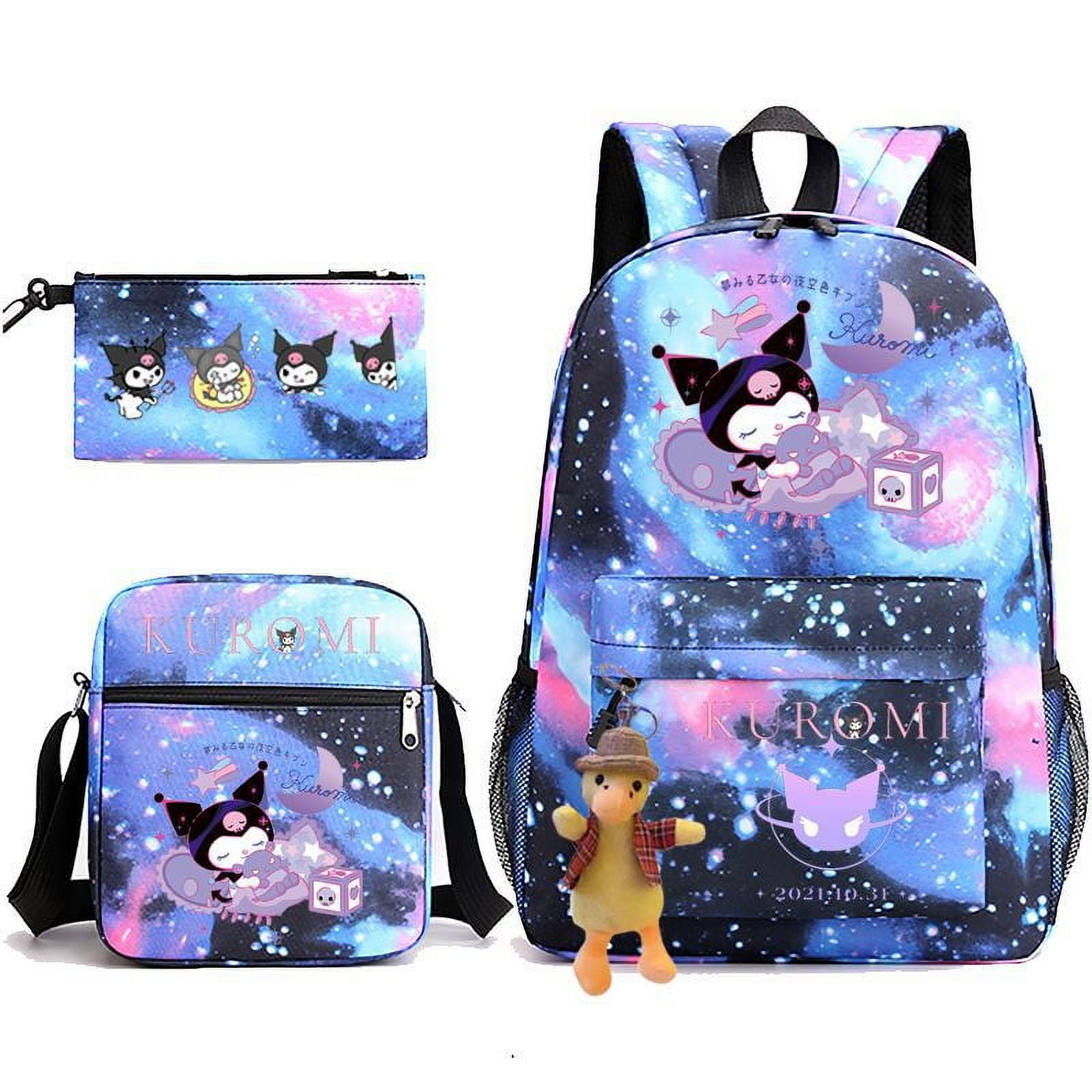 Sanrio-Kuromi Anime Backpacks Sets, Cartoon Laptop Backpack with Lunch ...