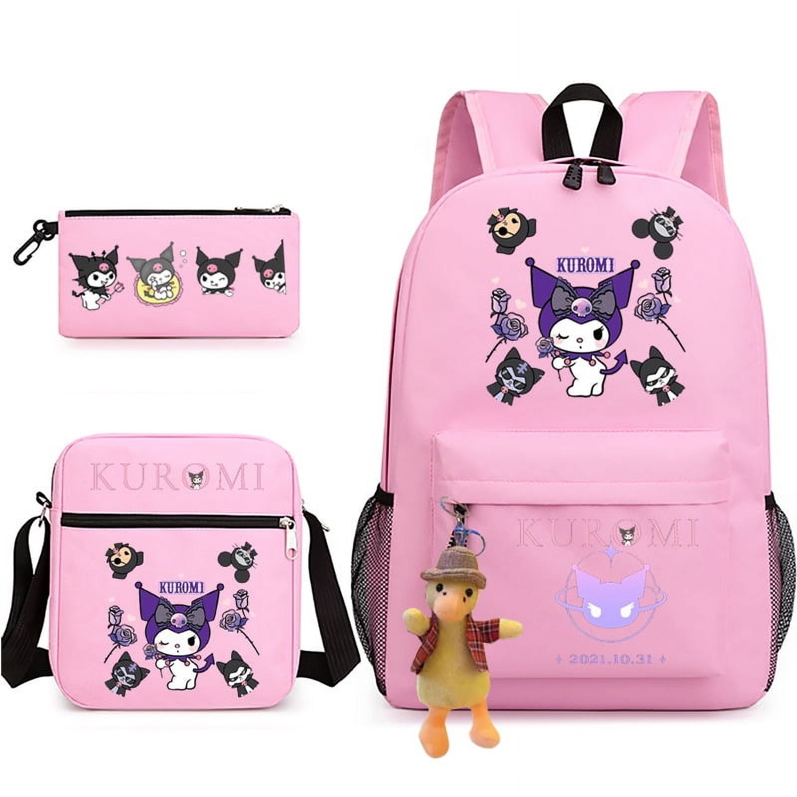 Sanrio-Kuromi Anime Backpacks Sets, Cartoon Laptop Backpack with Lunch ...