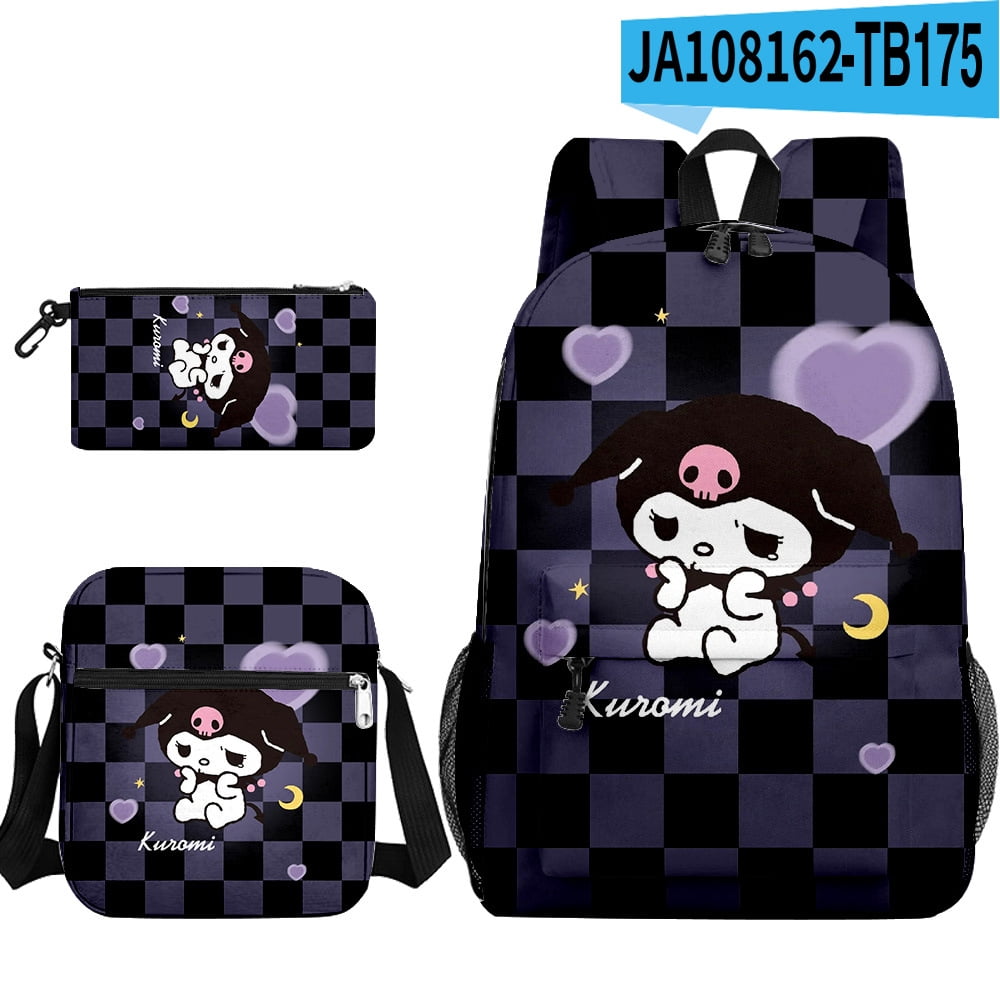 Sanrio-Kuromi Anime Backpacks Sets, Cartoon Laptop Backpack with Lunch ...