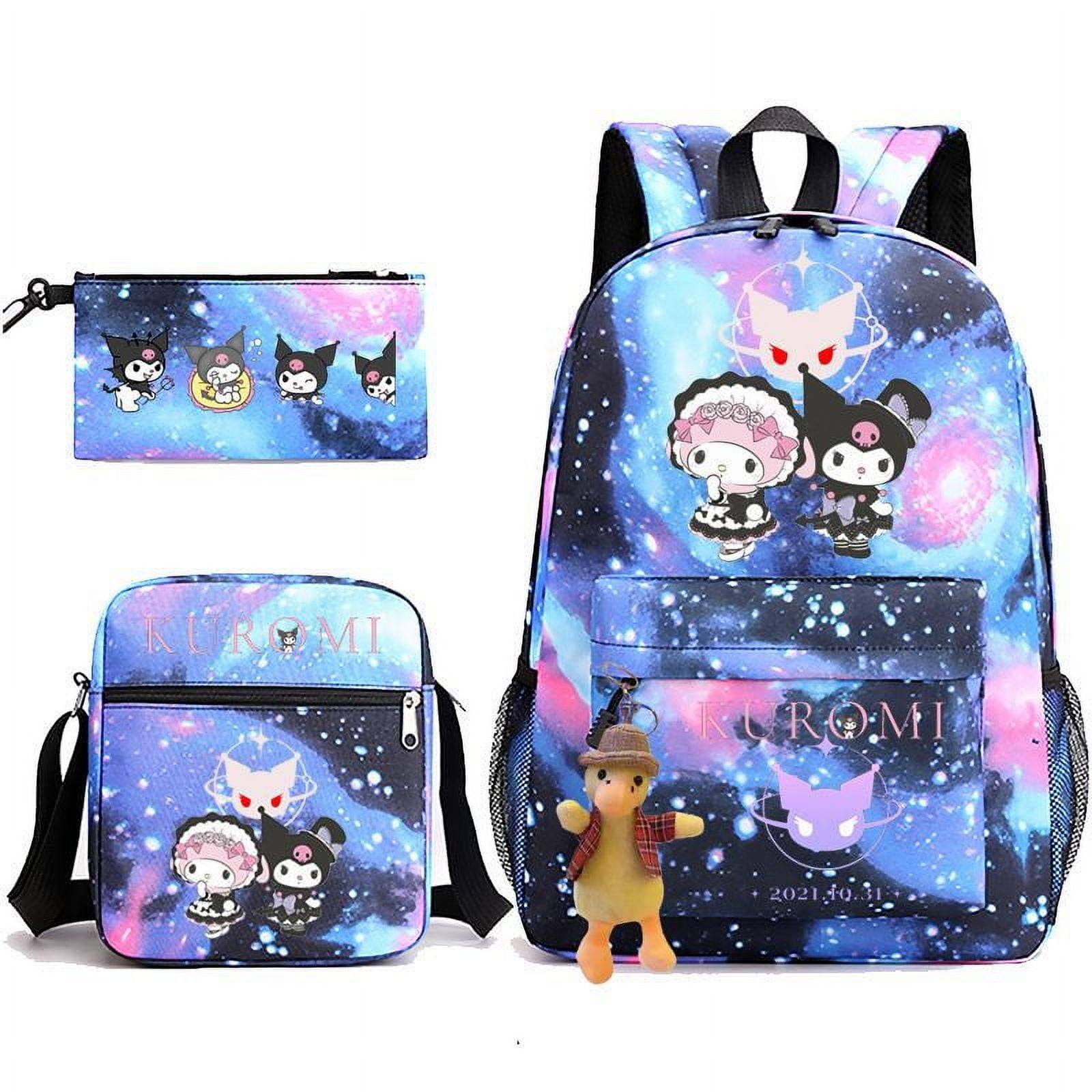 Sanrio-Kuromi Anime Backpacks Sets, Cartoon Laptop Backpack with Lunch ...