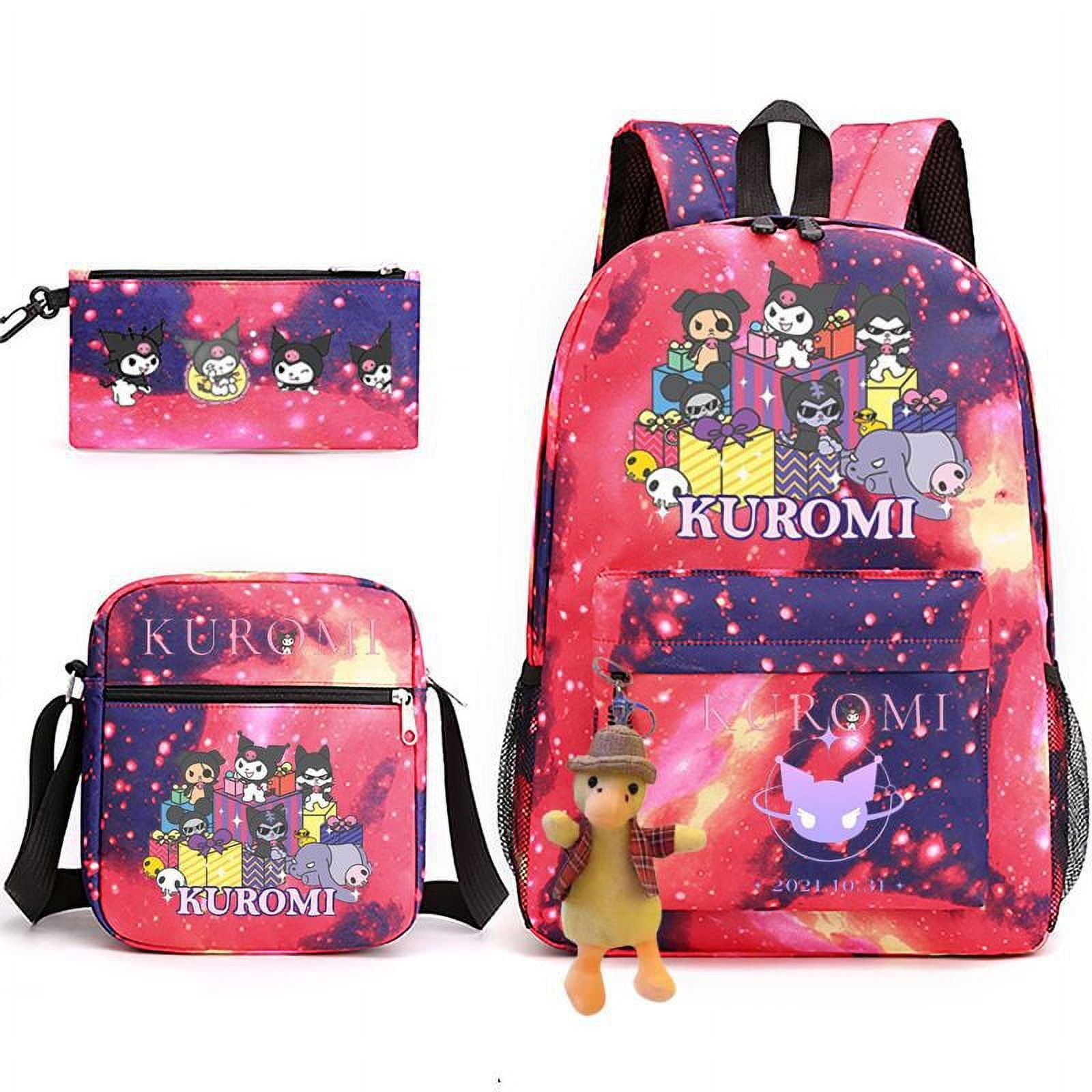 Sanrio-Kuromi Anime Backpacks Sets, Cartoon Laptop Backpack with Lunch ...