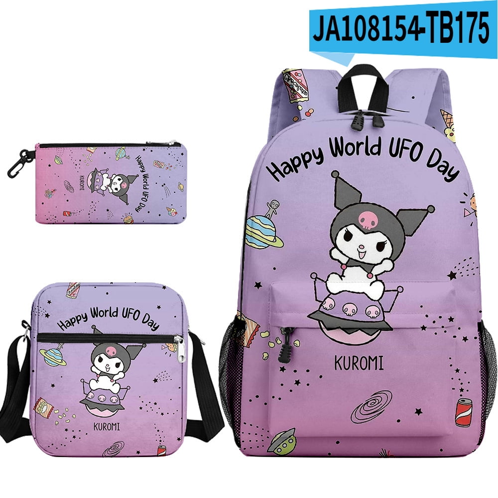 Sanrio-Kuromi Anime Backpacks Sets, Cartoon Laptop Backpack with Lunch ...