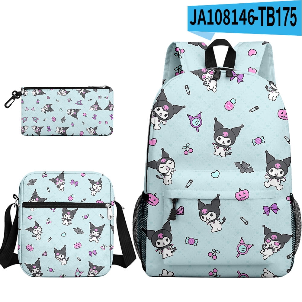 Sanrio-Kuromi Anime Backpacks Sets, Cartoon Laptop Backpack with Lunch ...