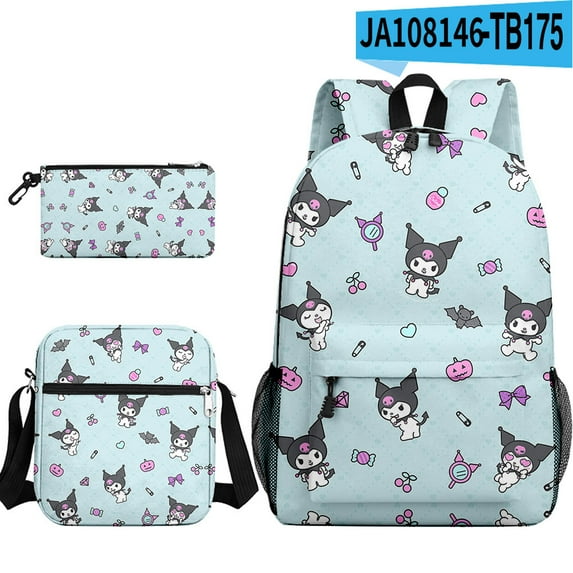Sanrio-Kuromi Anime Backpacks Sets, Cartoon Laptop Backpack with Lunch ...