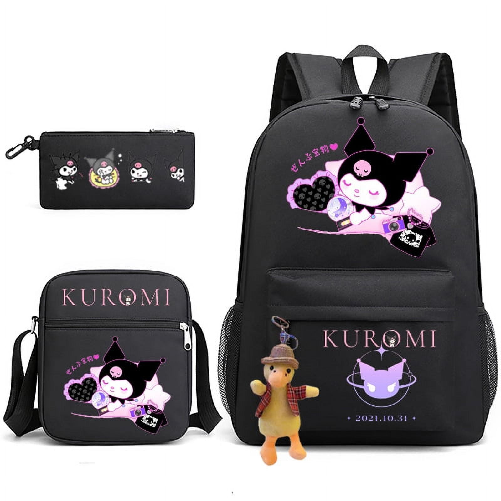 Sanrio-Kuromi Anime Backpacks Sets, Cartoon Laptop Backpack with Lunch ...