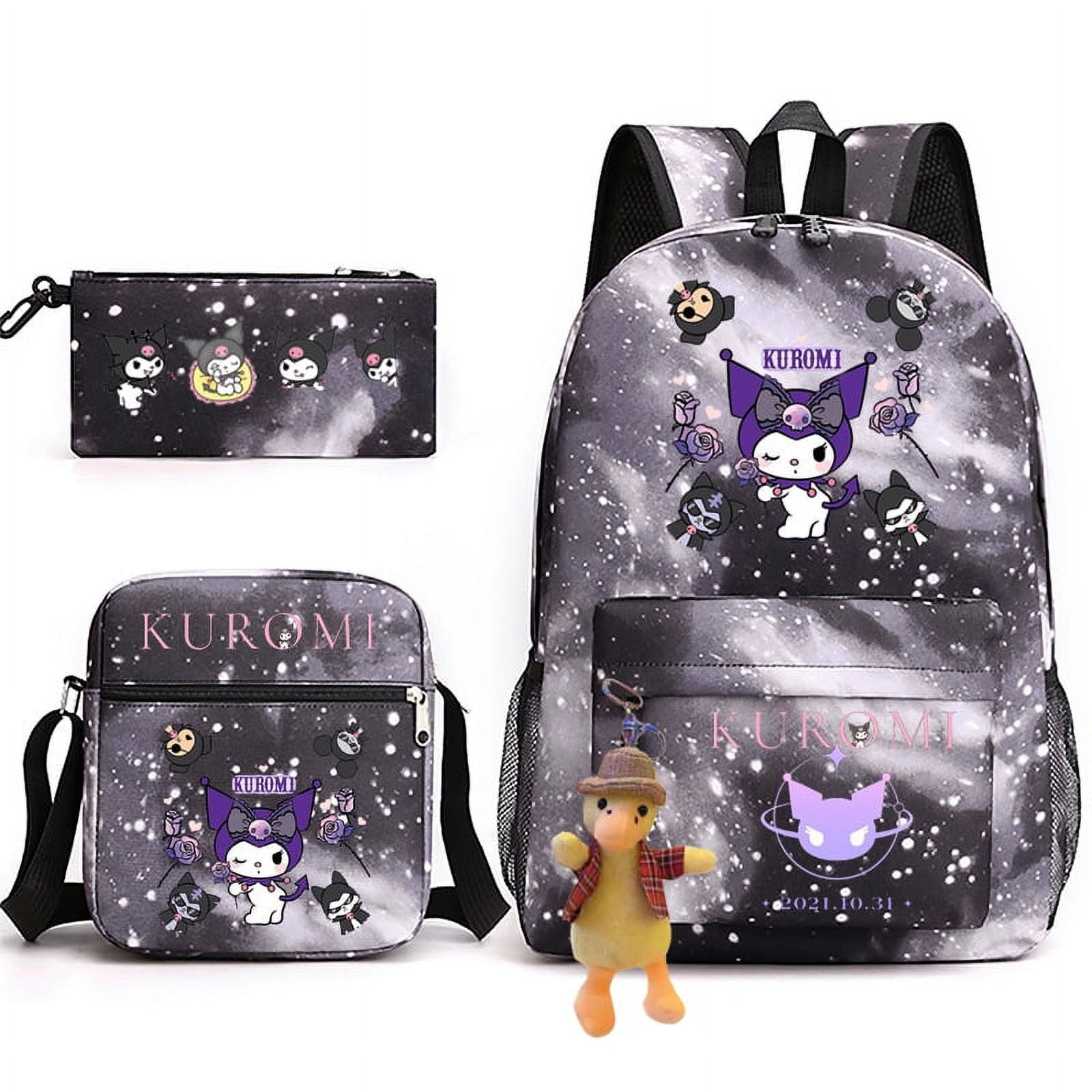 Sanrio-Kuromi Anime Backpacks Sets, Cartoon Laptop Backpack with Lunch ...