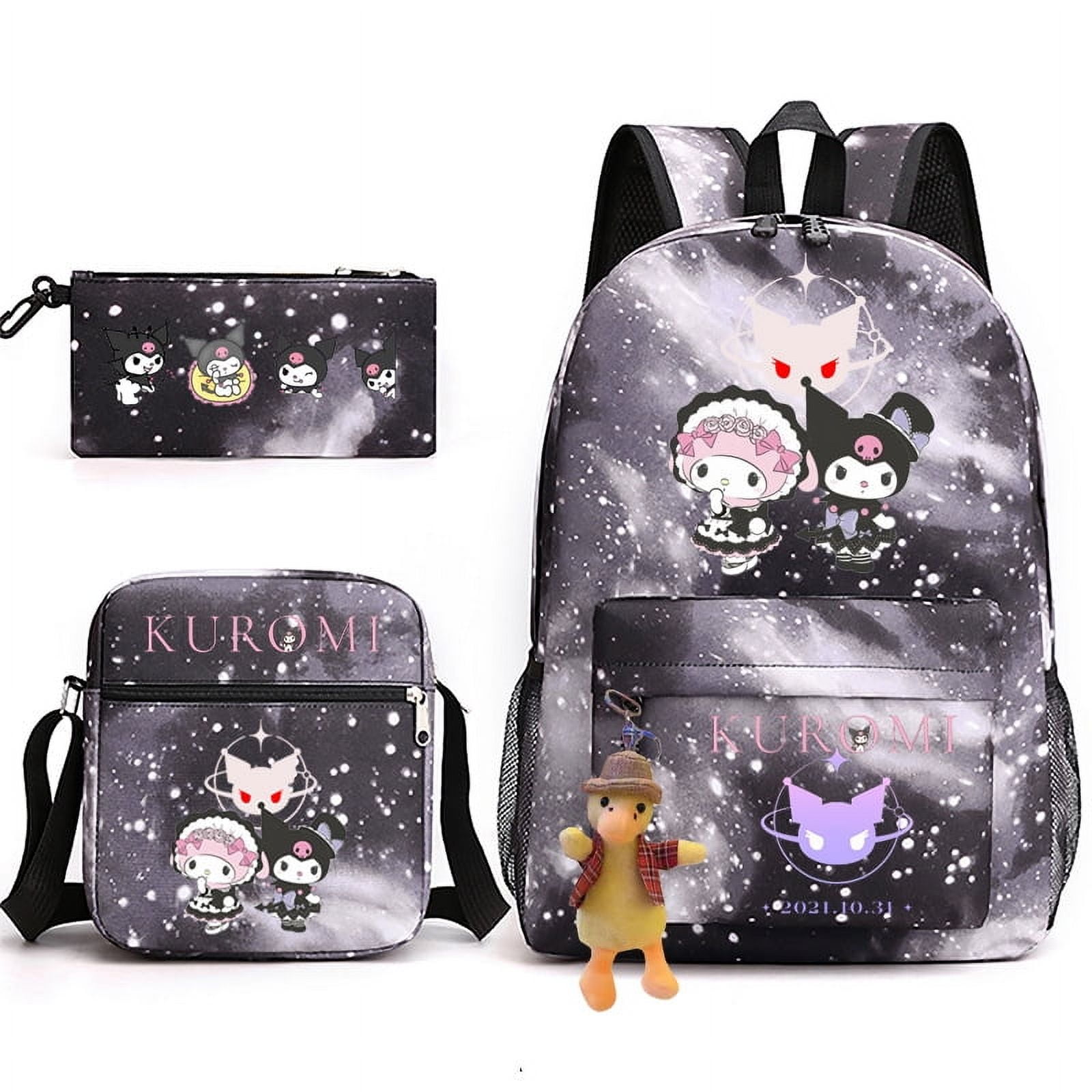 Sanrio-Kuromi Anime Backpacks Sets, Cartoon Laptop Backpack with Lunch ...
