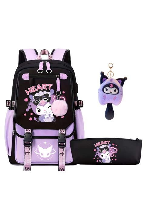 Sanrio Hello Kitty Kuromi Mini PU Backpack, Kawaii Shoulder Bag, 10.5 ...