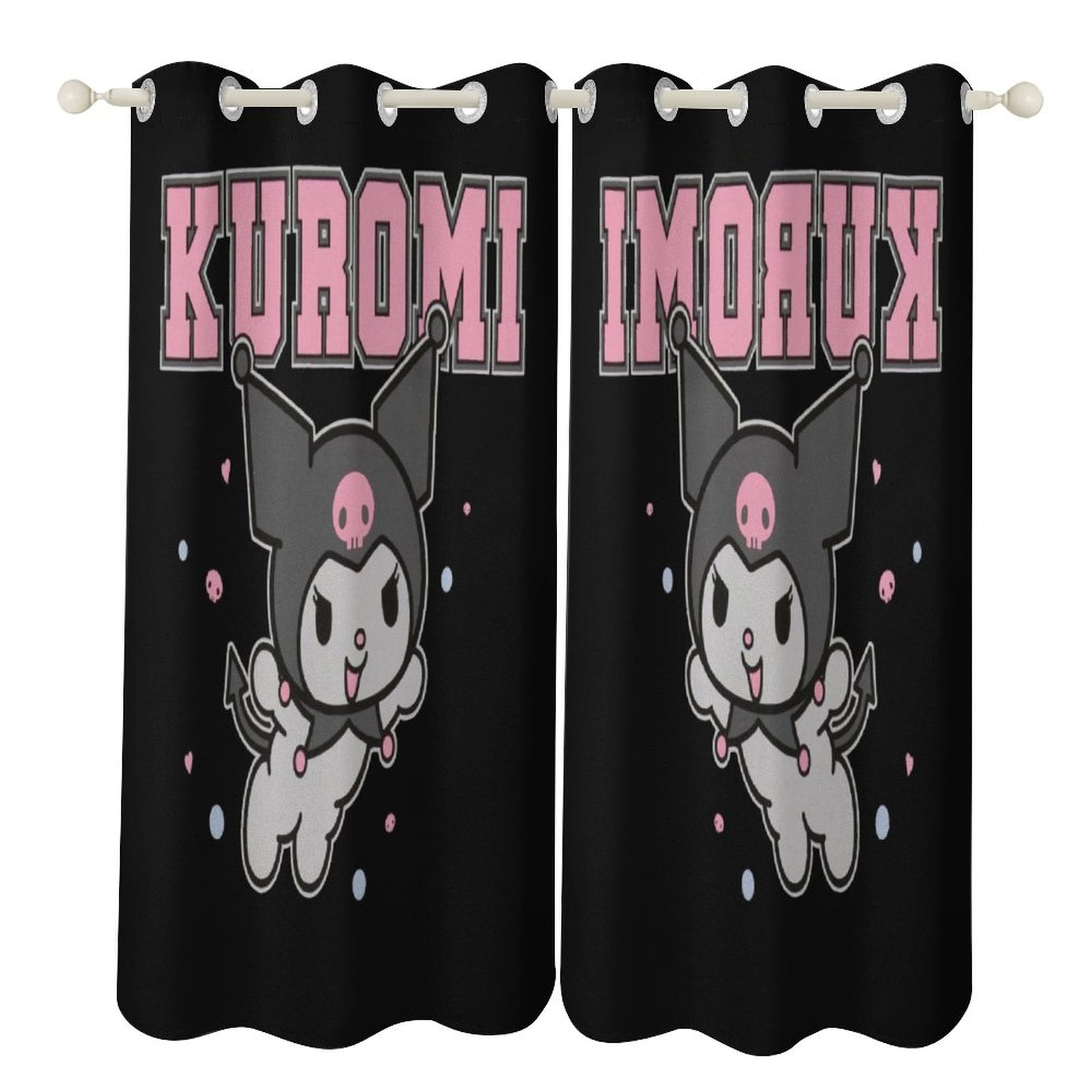 Sanrio Kuromi Backside Logo Curtains for Kids,Cartoon BlackOut Curtain ...