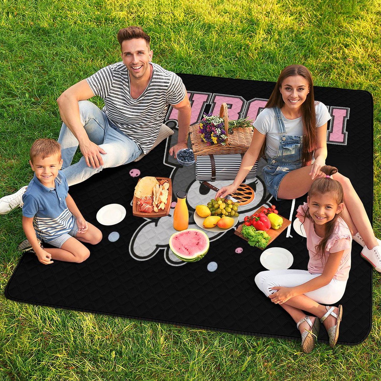 Sanrio Kuromi Backside Logo Picnic Blanket,Foldable Waterproof Sand Mat ...