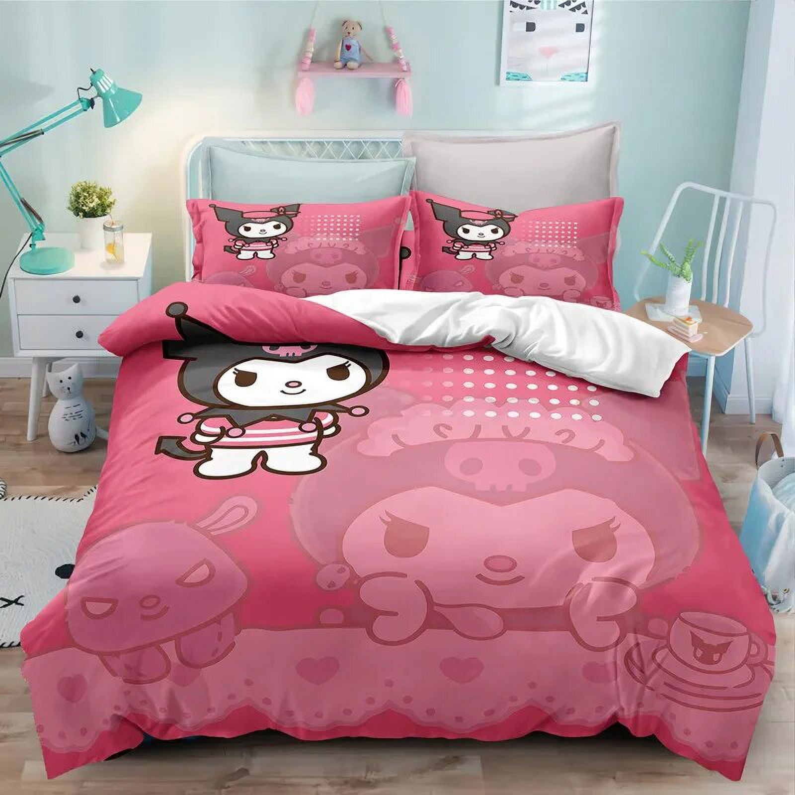 Sanrio Kuromi Bedding Set Cartoon Anime Kuromi Melody Quilt Duvet Cover