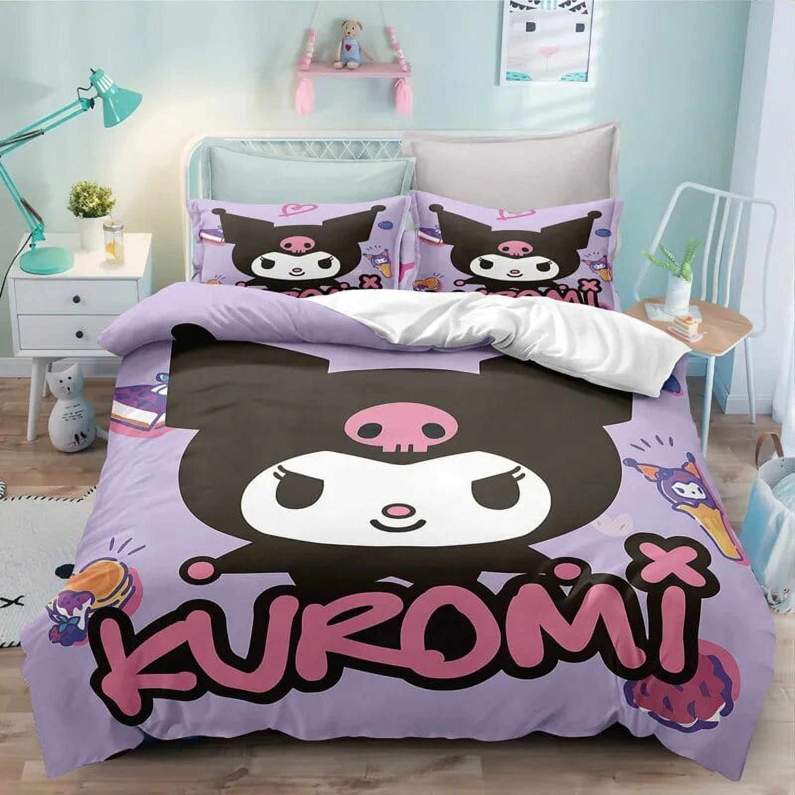 Sanrio Kuromi Bedding Set Cartoon Anime Kuromi Melody Quilt Duvet Cover